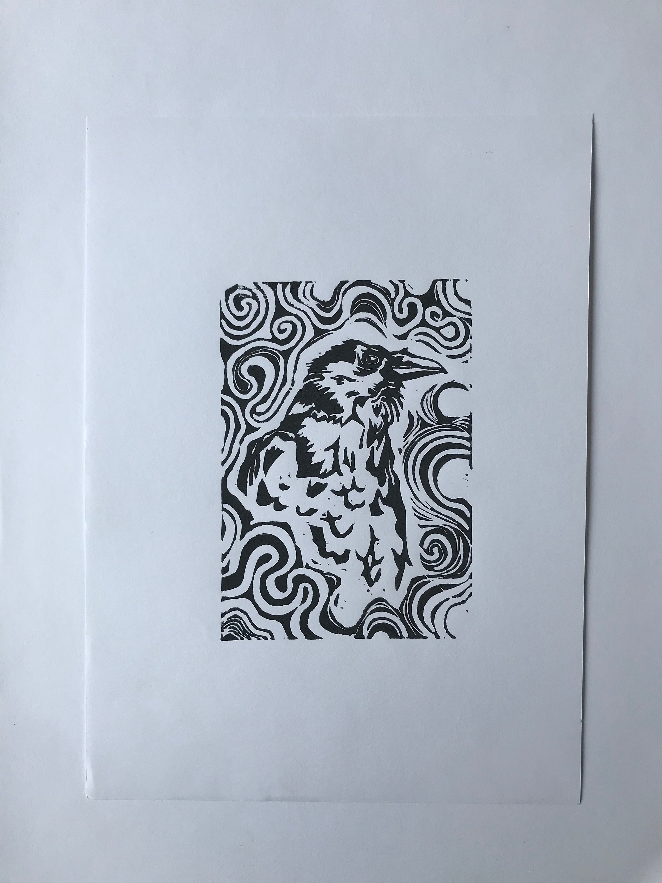 Handmade Limited Edition Lino Print 'day-dreaming Crow' 2021, Small ...
