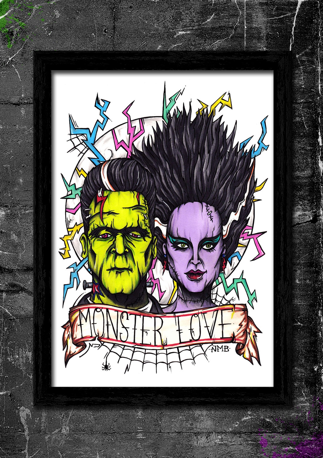 Monster Love - DIGITAL Art Print (inspired by the Bride of Frankenstein ...