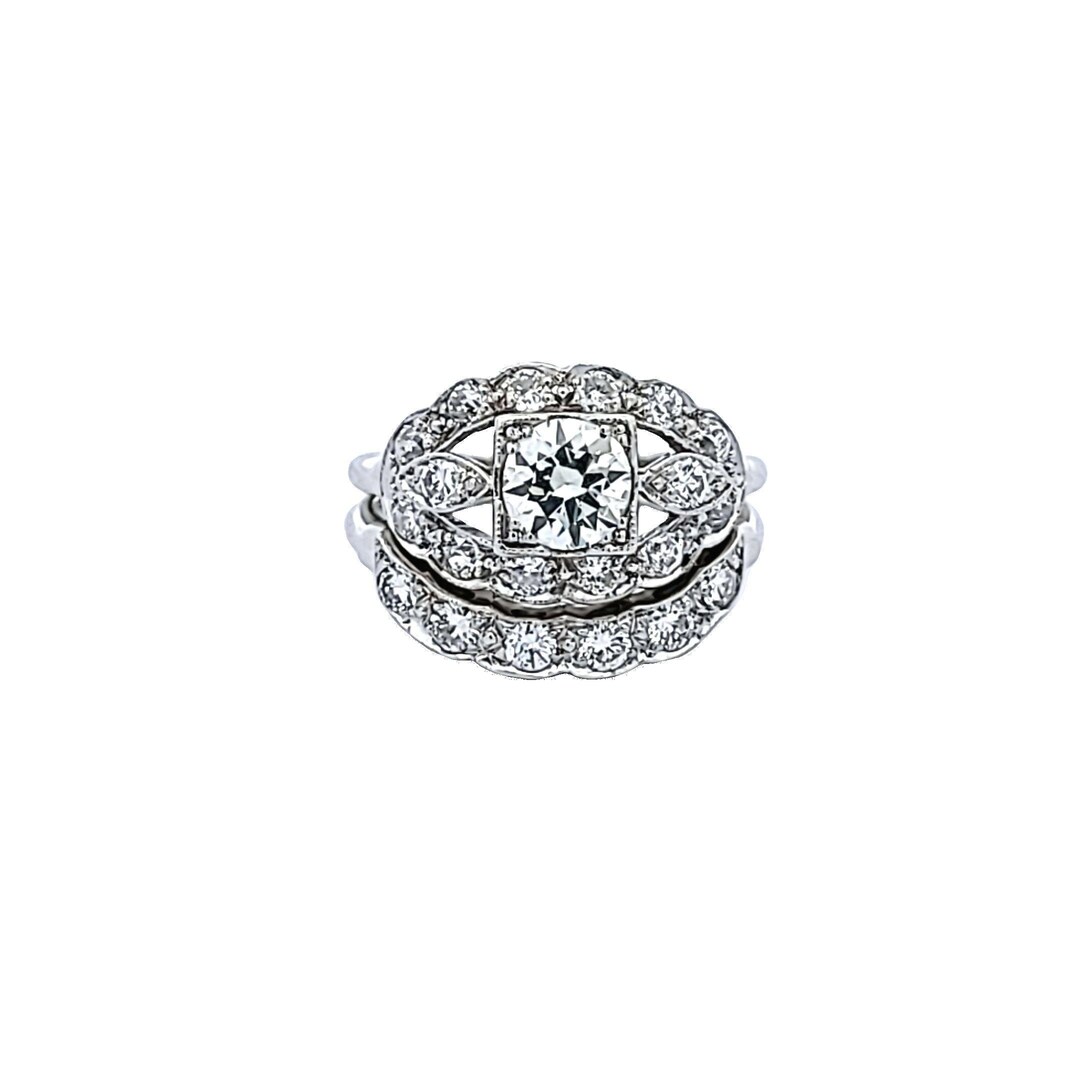 1.95 Carat Old European Cut and Circular Brilliant Diamond Platinum Art ...