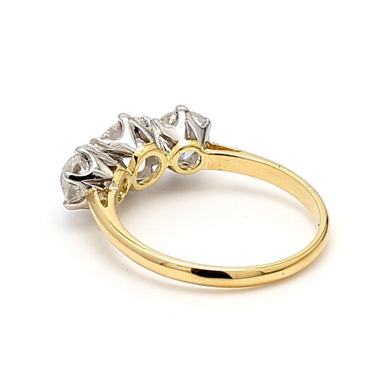2.59 Carat Old Miner Cut F-SI1 Diamond 18 Karat Yellow Gold/platinum Three-stone Ring - Etsy