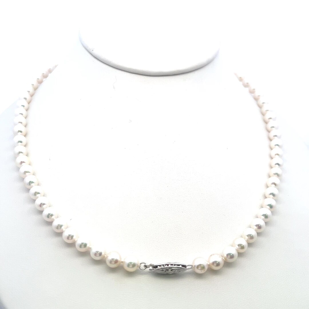 6-6.5 Mm Pearl 18 Inch 14 Karat White Gold Beed Necklace - Etsy