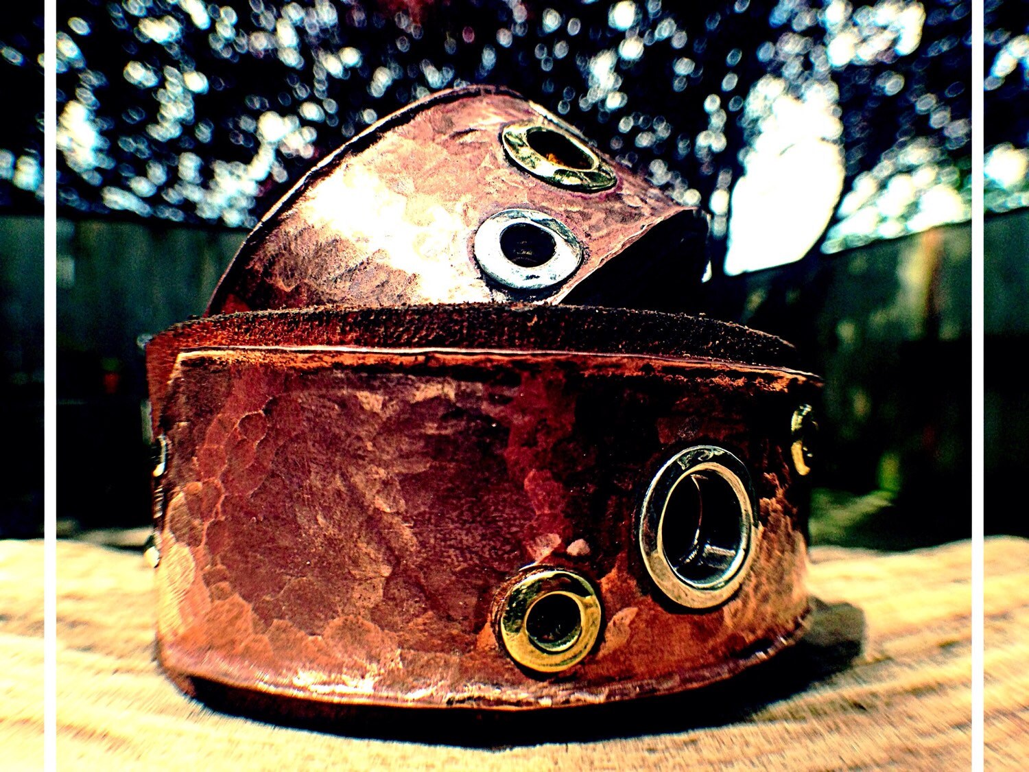 Hand Forged Copper and Leather Cuff | Etsy