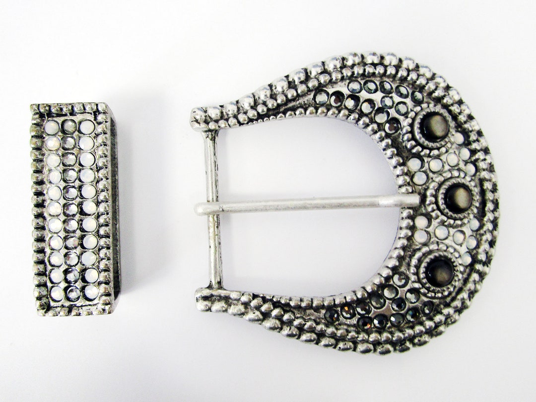 Silver Oversized Belt Buckle and Loop Set With Crystals - Etsy