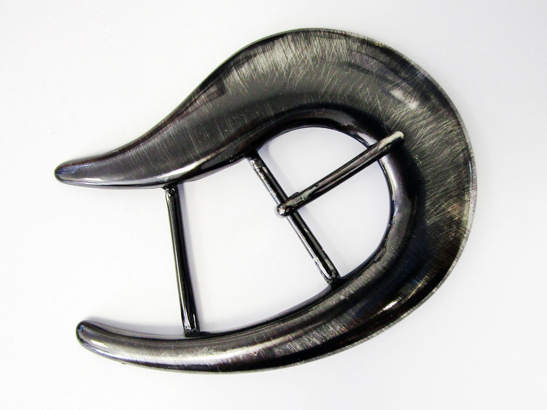 Curvy C-shaped Belt Buckle, Brushed Metal Buckle, Statement Black Belt ...