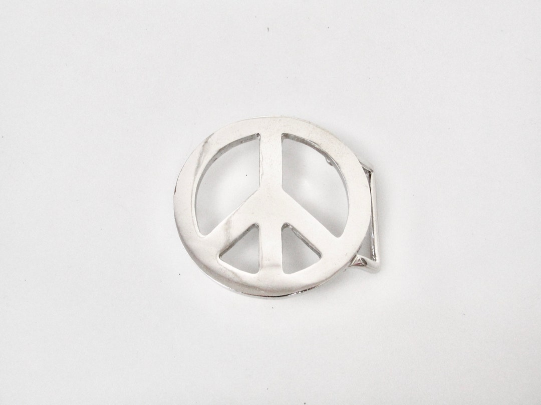 Silver Peace Sign Belt Buckle - Etsy