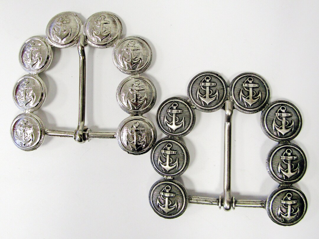 Nautical Belt Buckle, Anchor Buckle, Silver Anchor Button Endbar Buckle ...
