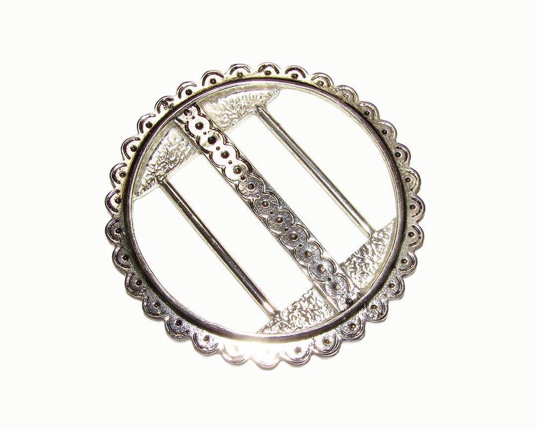 Vintage Western Scalloped-edge, Etched Silver Belt Buckle, Pull-through ...