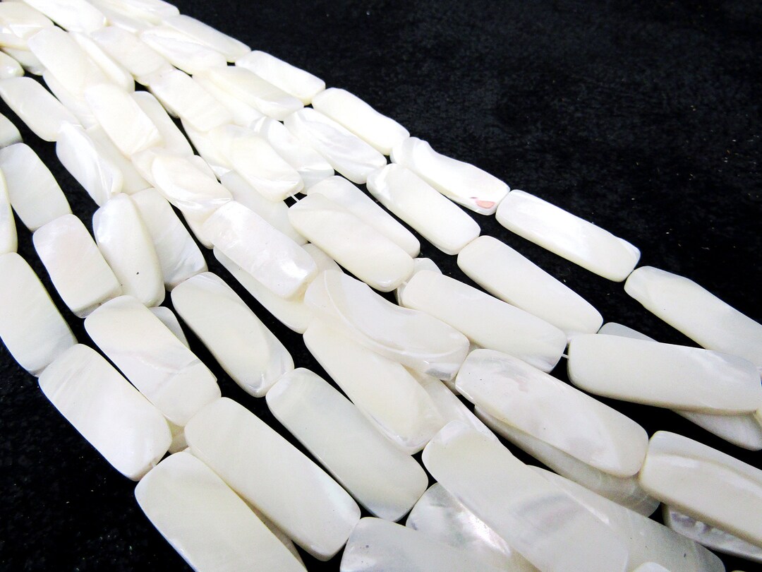 Mother of Pearl Flat Rectangle Beads, Natural Shell Bead Strands, Pack ...