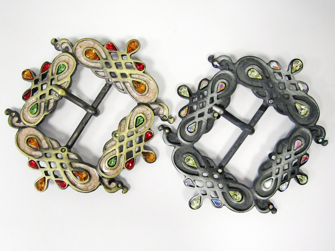 Decorative Belt Buckle, Womens Buckle With Colorful Crystals, Brass or ...