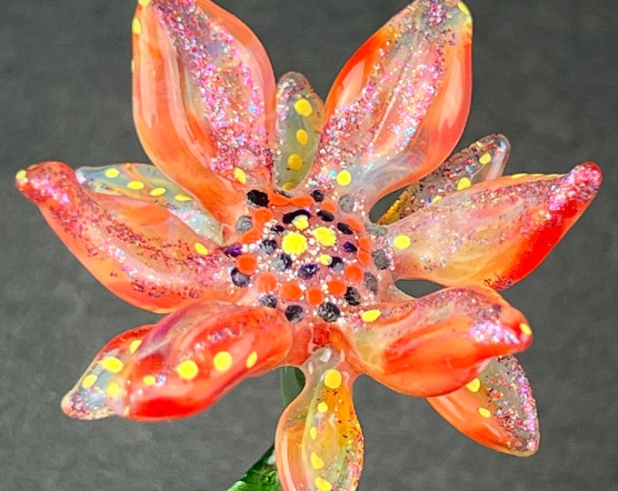 Blown Glass Flower Sculpture Mini Glass Flower Glass T Etsy