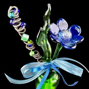 Blown Glass Flower Sculpture, Mini Glass Flower, Glass Gift, Custom ...