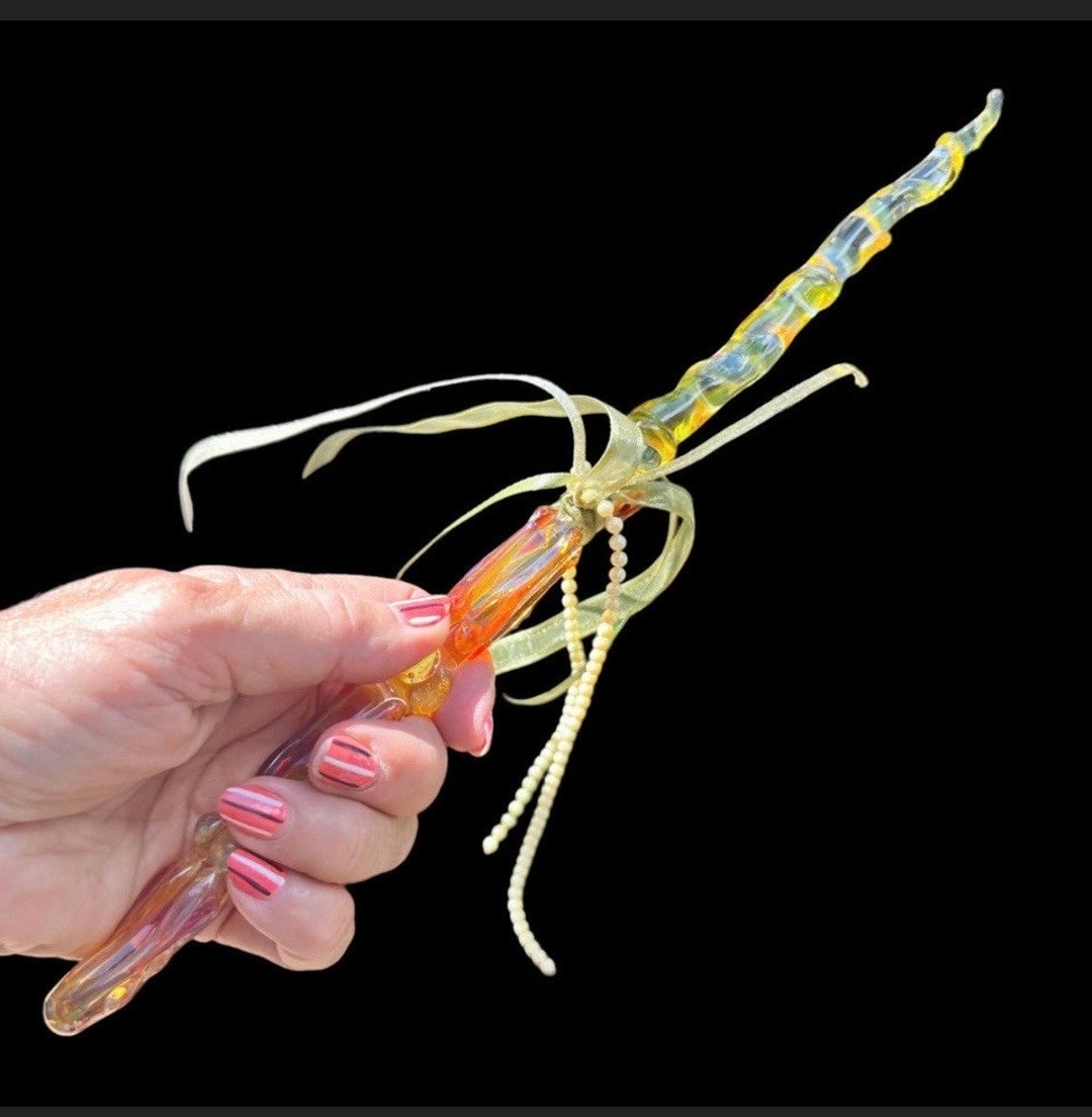 Magic Wand Made With Amber Purple Blown Glass, Fairy Wand, Renaissance ...