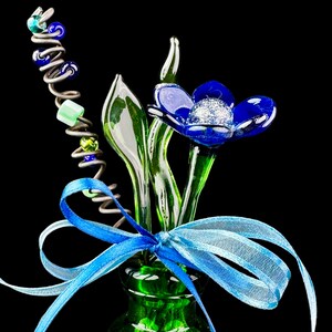 Blown Glass Flower Sculpture, Mini Glass Flower, Glass Gift, Custom ...