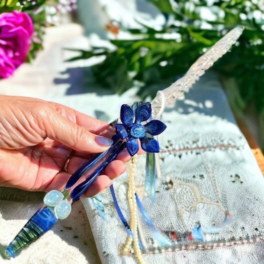 Magic Wand in Cobalt Blue Blown Glass, Fairy Wand, Witches Wand Gift ...