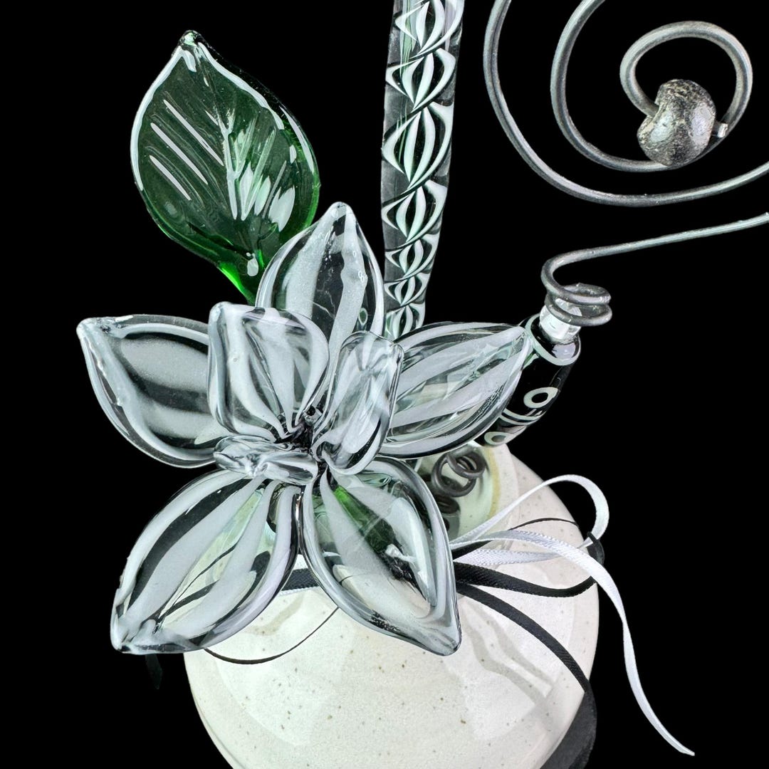 Blown Glass Flower Mini Sculpture, Mini Glass Flower Gift, Custom ...
