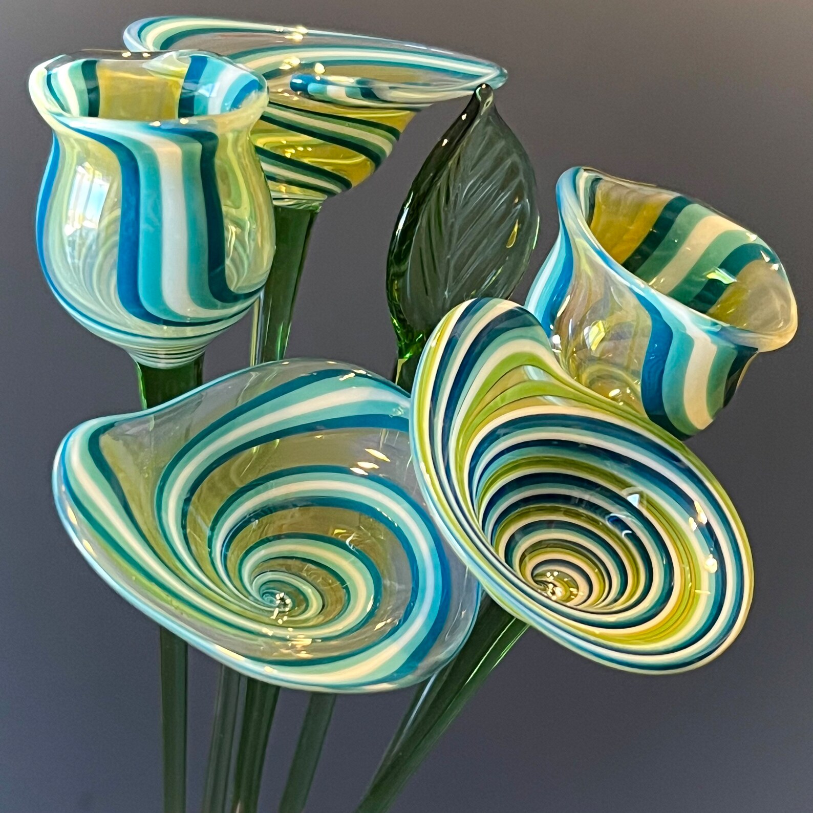 Blown Glass Flower Bouquet for Her Birthday Blown Glass - Etsy
