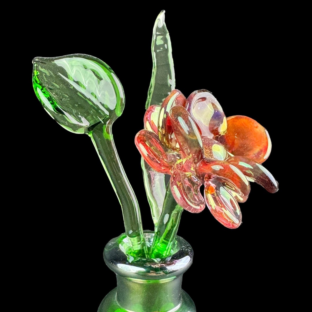 Blown Glass Flower Mini Sculpture Mini Glass Flower T Custom Birthday Day Flower T