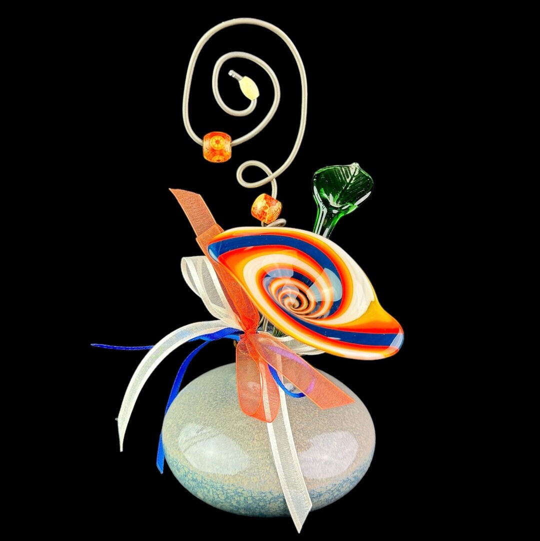 Blown Glass Flower Mini Sculpture Mini Glass Flower T Custom Glass Flower Handcrafted Blown