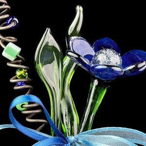 Blown Glass Flower Sculpture, Mini Glass Flower, Glass Gift, Custom ...