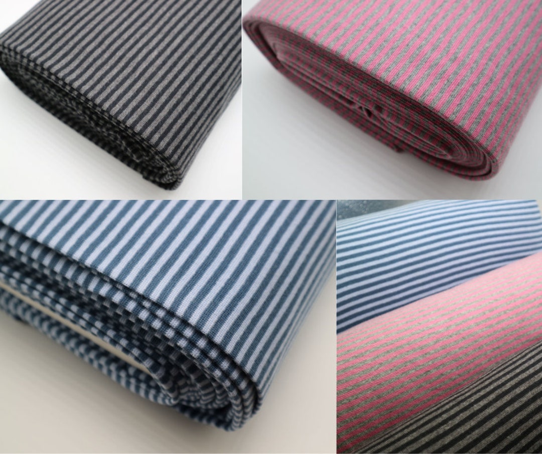 Striped Cotton Ribbing: Pink, Blue & Gray Tube - 2 X 40cm / 15.7 ...