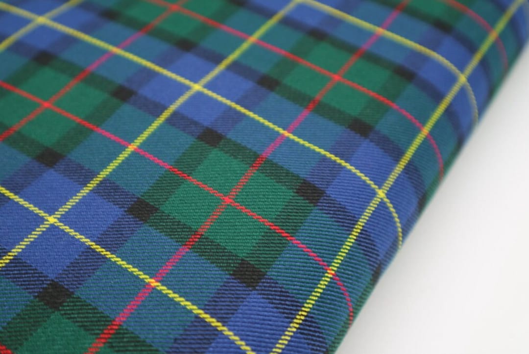 Scottish Blue Tartan Fabric - Polyviscose Fabric Suitable for Craft and ...
