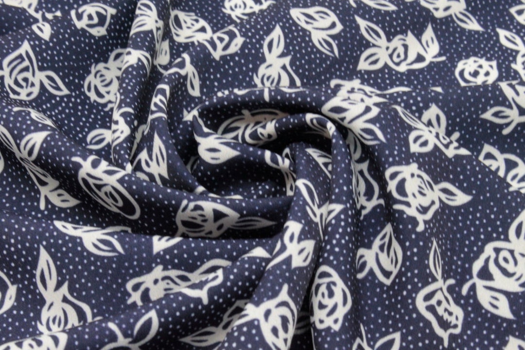 Hermione Navy John Kaldor Fabric 100% Polyester, 147 Cm, 115 Gsm - Fabric for Dresses and ...