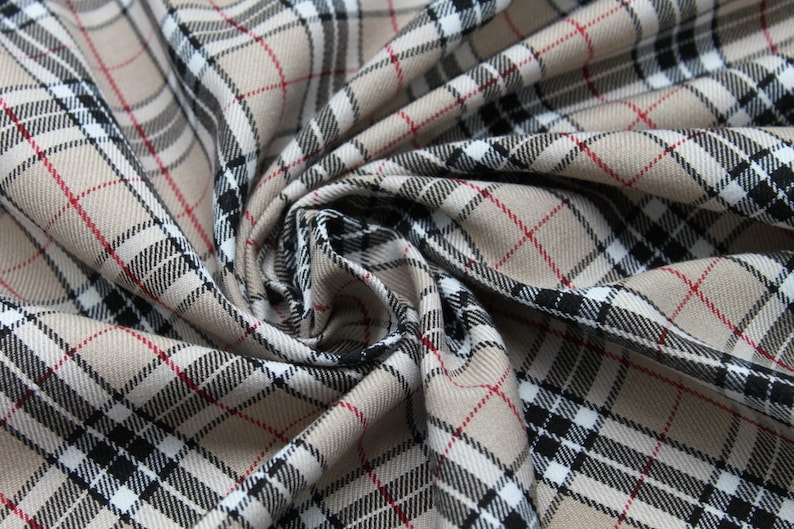 Caramel Thompson Tartan Fabric - Polyviscose Fabric Suitable for Craft ...