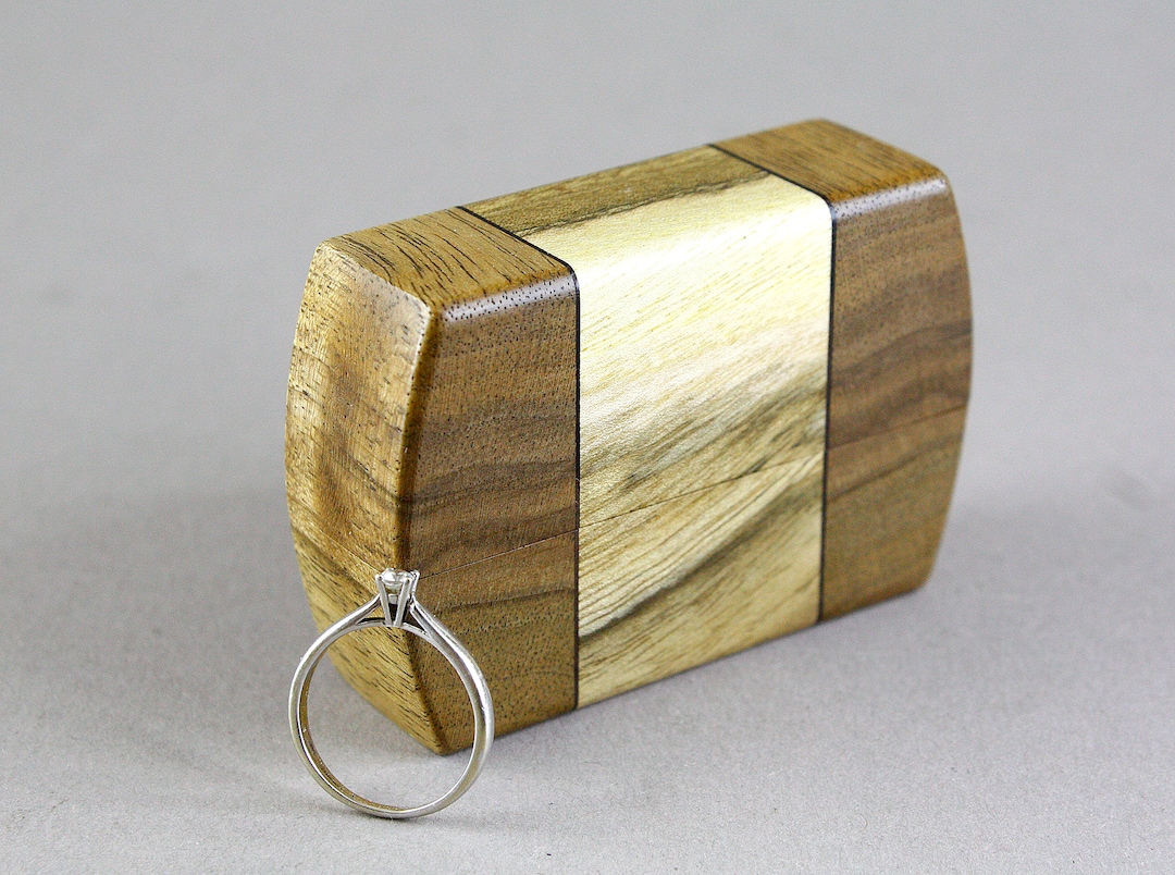Unique Slim Wooden Ring Box for Engagement From European Walnut. Wood ...