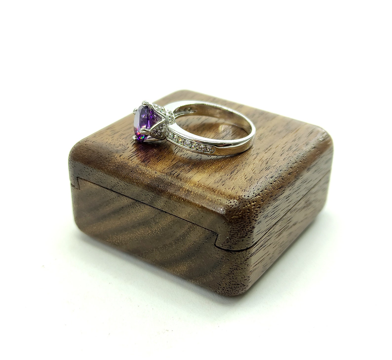 Wooden Sliding Pocket Ring Box for Angagement. Small Wood Proposal Ring ...