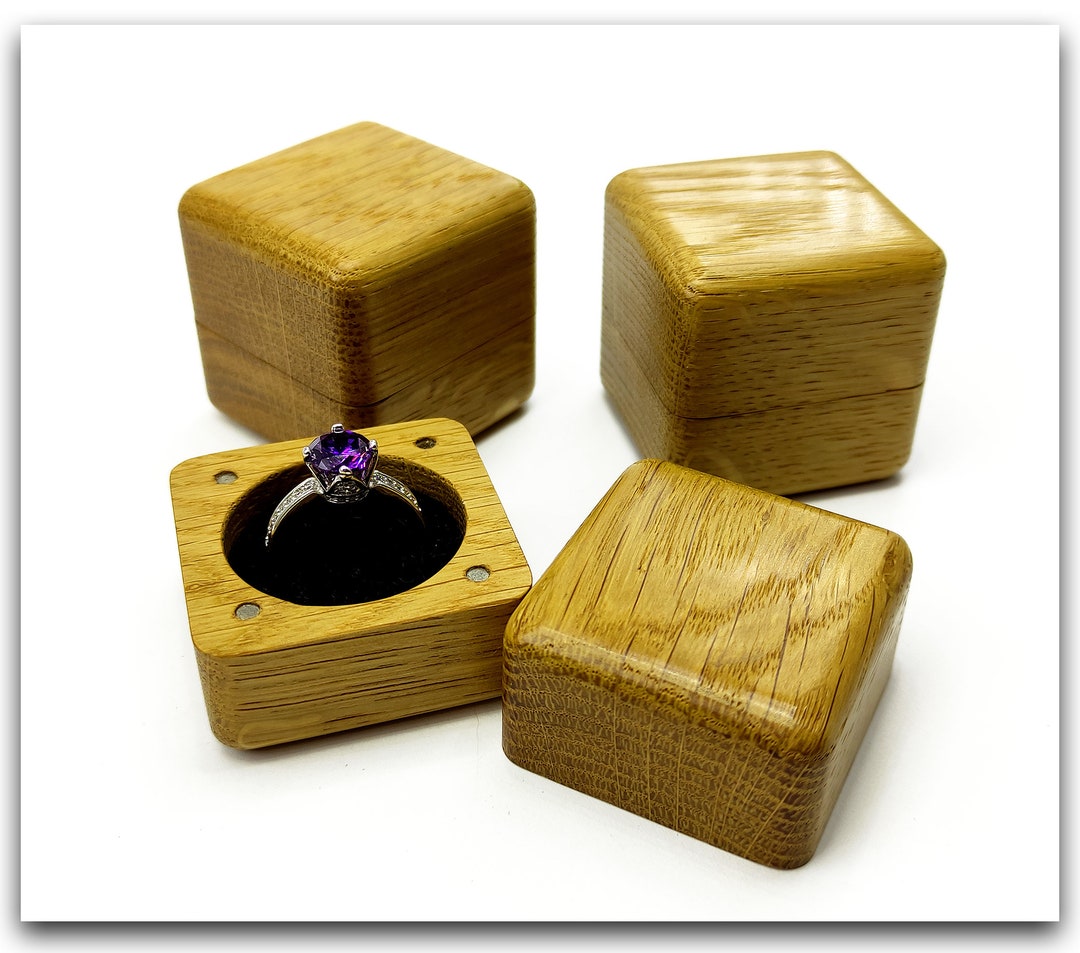 Wood Engagement Ring Box From Oak for Proposals. High Quality Wooden ...