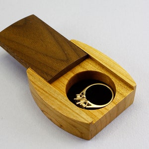Wooden Sliding Ring Box for Angagement. Handmade Wood Ring Box for ...