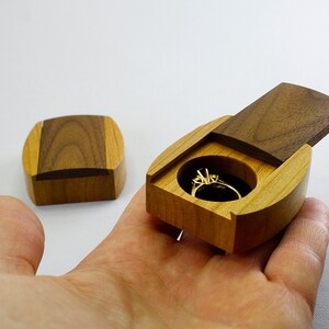 Wooden Sliding Ring Box for Angagement. Handmade Wood Ring Box for ...