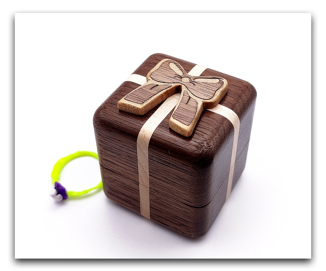 Wooden Ring Holder With Bow for Engagement. Luxury Ring Bearer Box for ...