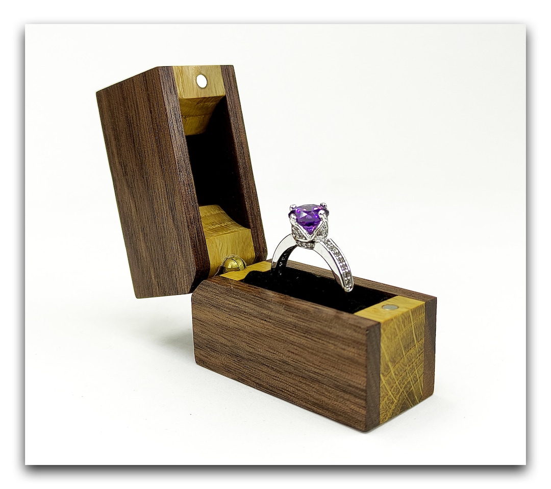 Unique Engagement Wood Ring Box. Handmade Small Wooden Ring Holder ...