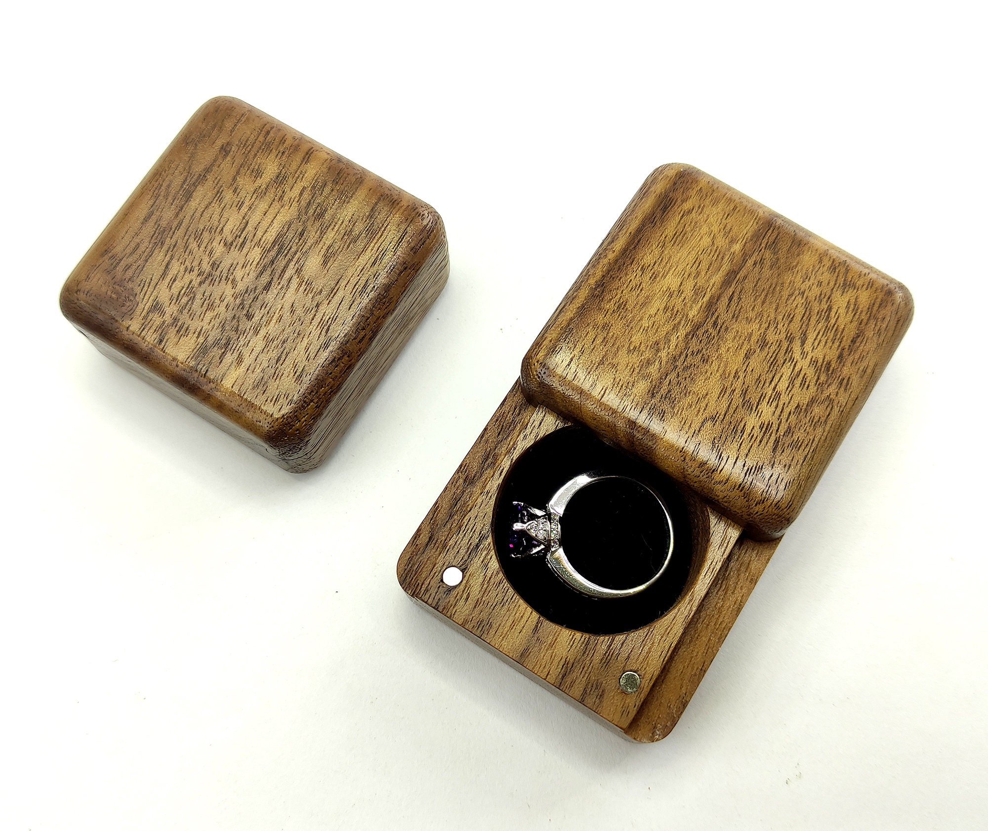 Wooden Sliding Pocket Ring Box for Angagement. Small Wood Proposal Ring ...