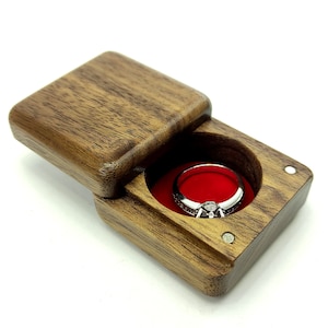 Wooden Sliding Pocket Ring Box for Angagement. Small Wood Proposal Ring ...