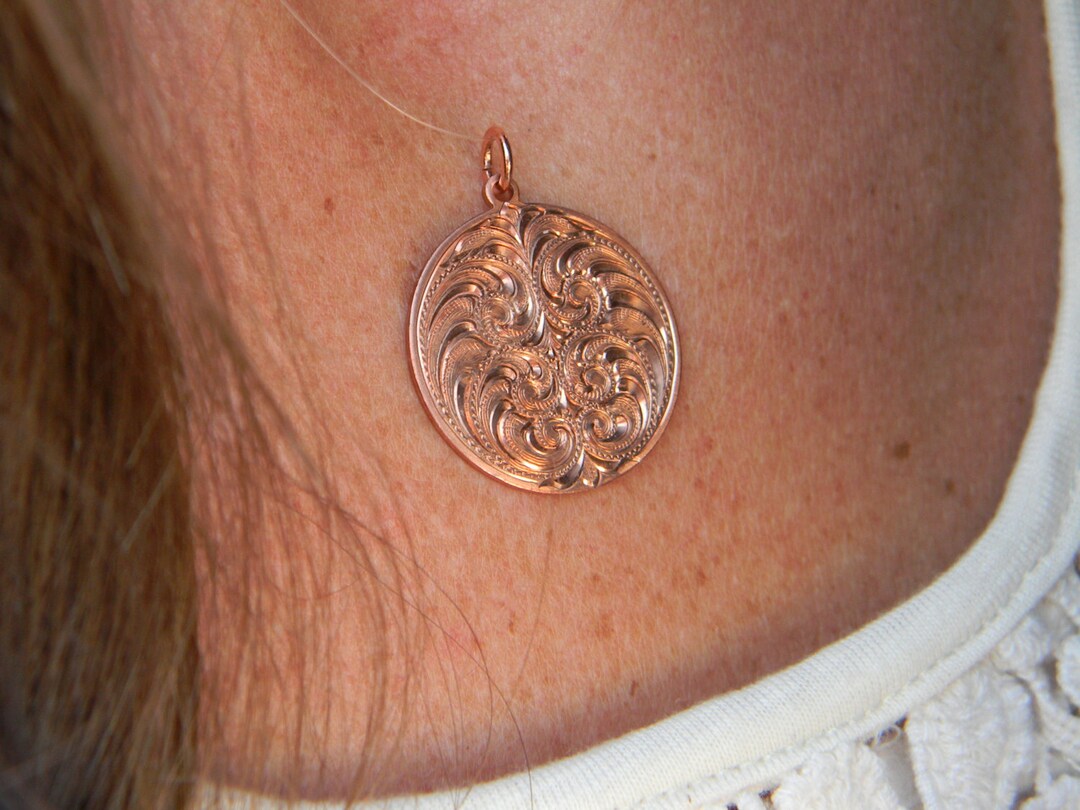 Hand Engraved Flowing Symmetrical Sparkling Scroll Design Copper ...