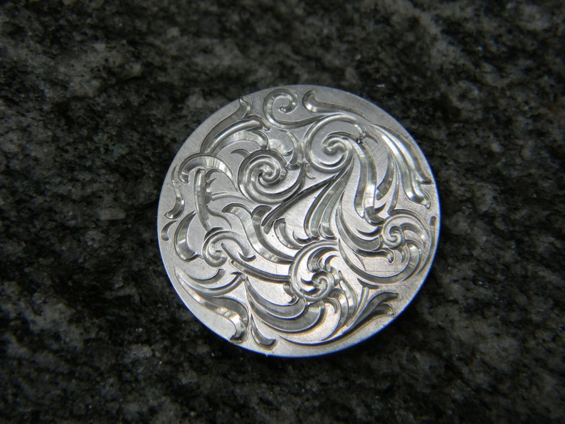 Hand Engraved Flowing Scroll Design Sterling Silver Pendant/disc - Etsy