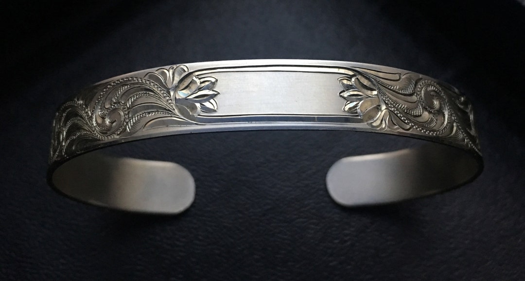 Hand Engraved "western Bright-cut" Flowing Scroll Sterling Silver ...
