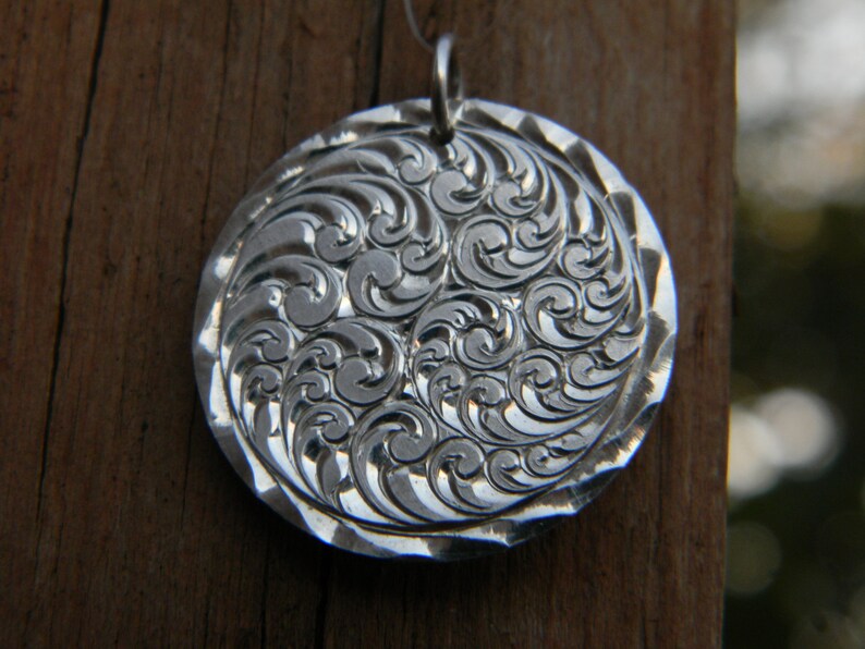 Hand Engraved Sterling Silver Scroll Pendant - Etsy