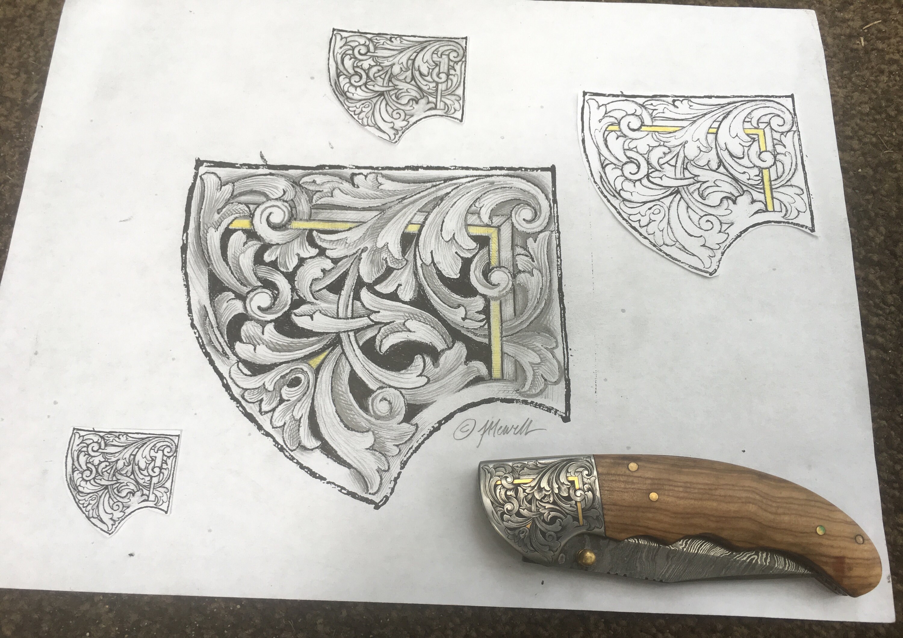 Hand Engraved 24 Karat Gold Inlayed Scroll Filigree Folding Hunter ...