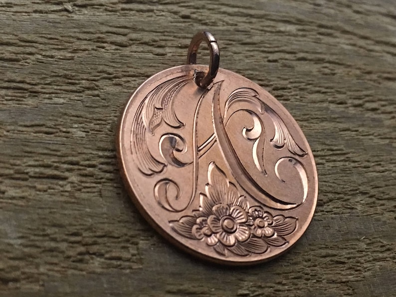 Hand Engraved a Initial Flowing Scroll and Flower - Etsy