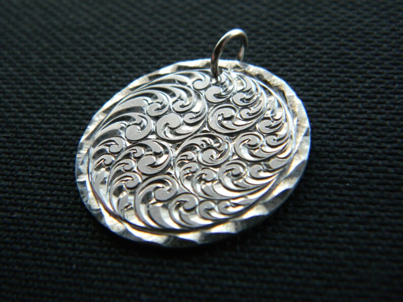 Hand Engraved Sterling Silver Scroll Pendant - Etsy