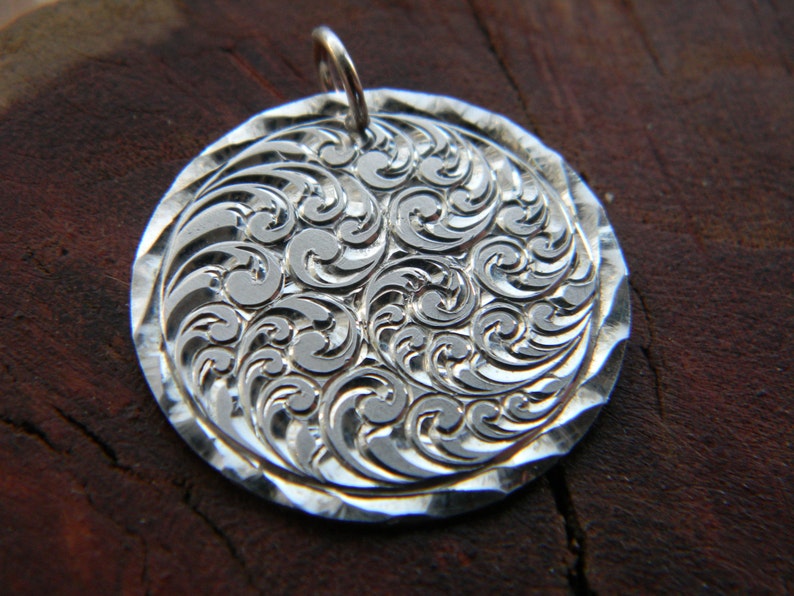 Hand Engraved Sterling Silver Scroll Pendant - Etsy
