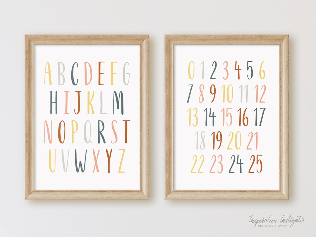 Autumn Sunrise Alphabet and Number Prints, Instant Download - Etsy