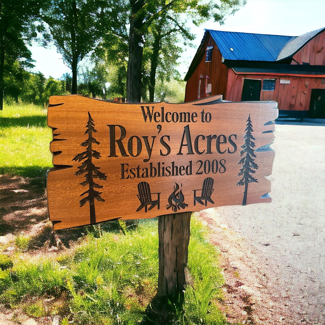 Custom Outdoor Wooden Sign, Personalized Cabin Decor Carved Wood Sign ...