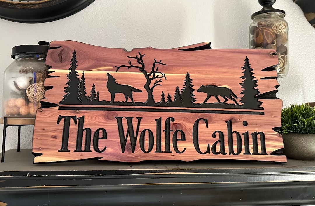 Custom Outdoor Wood Sign Personalized Cabin Camp Wolves Welcome Sign ...