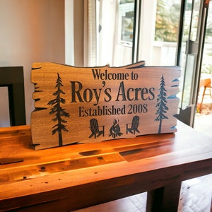 Custom Outdoor Wooden Sign, Personalized Cabin Decor Carved Wood Sign ...