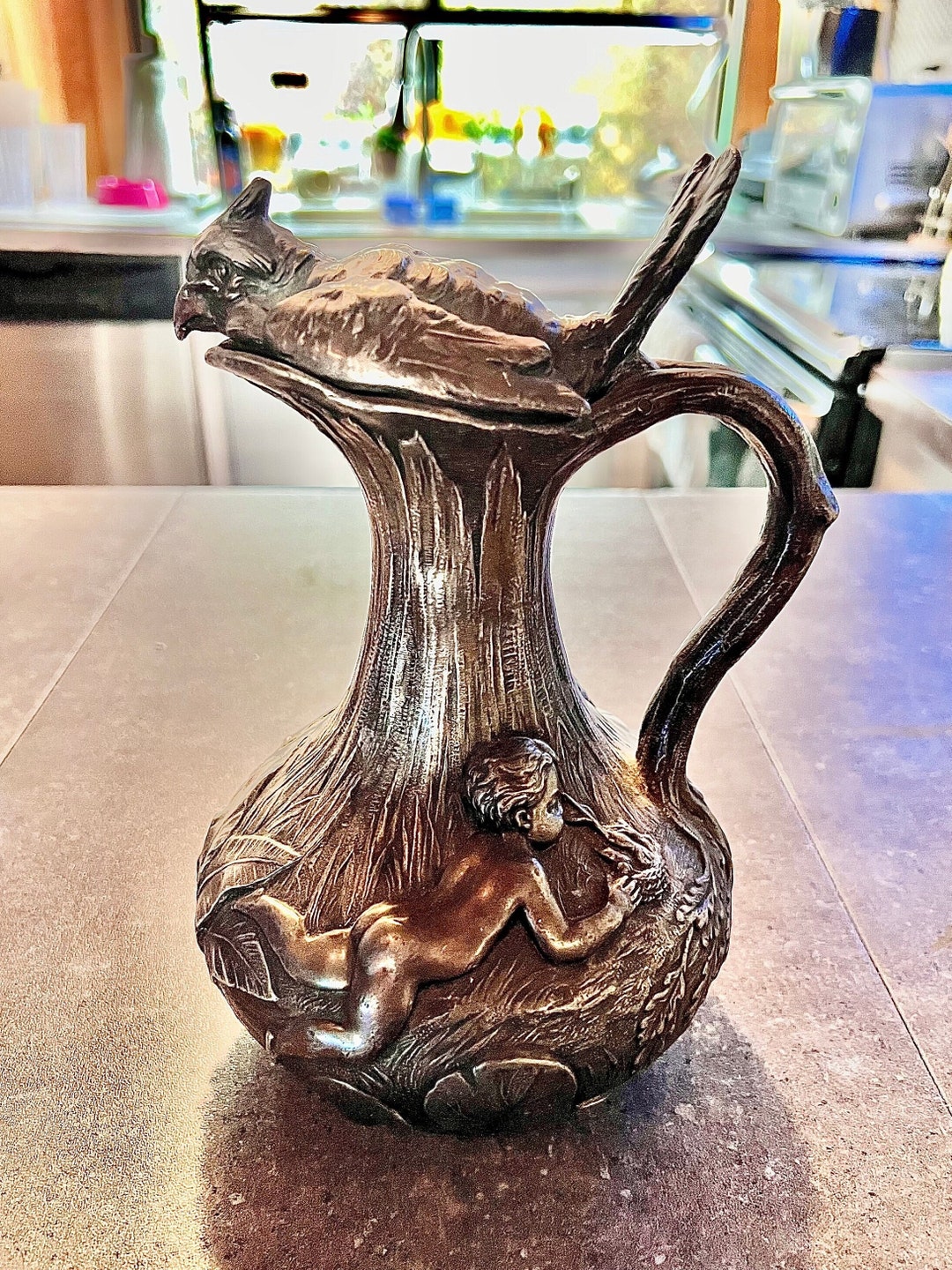 RARE Art Nouveau Antique Charles Perron Bird, Cherub, Tree of Life ...