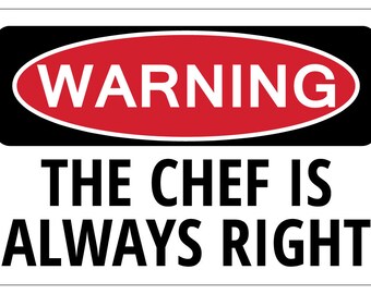Chef at Work Warning Sign Restaurant Cook Signs Gift - Etsy